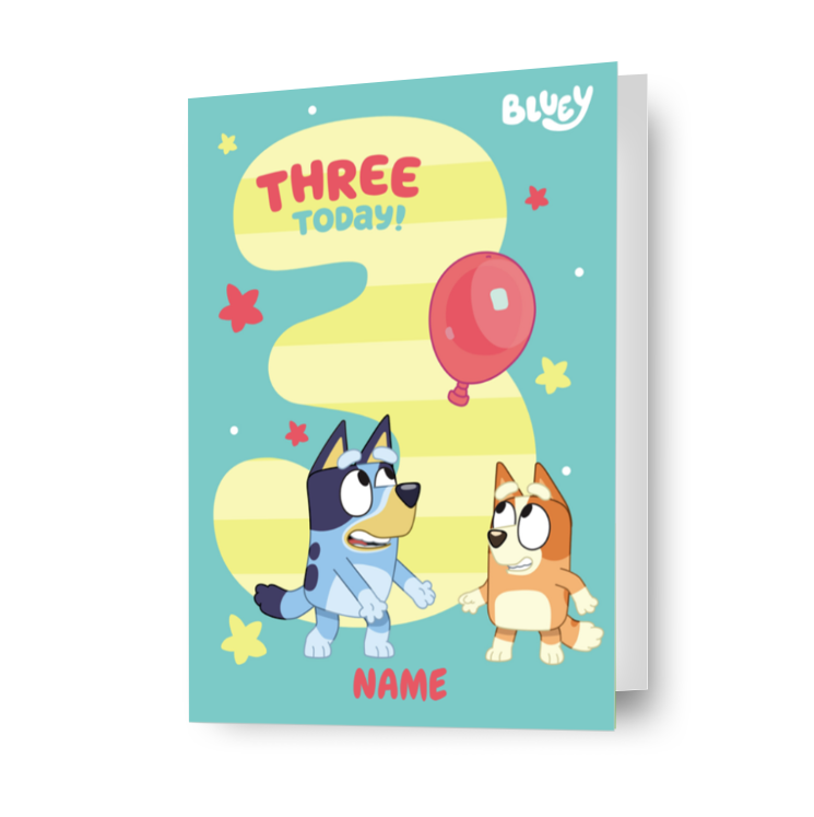 Bluey Personalised Age 3 Birthday Card – Danilo Promotions