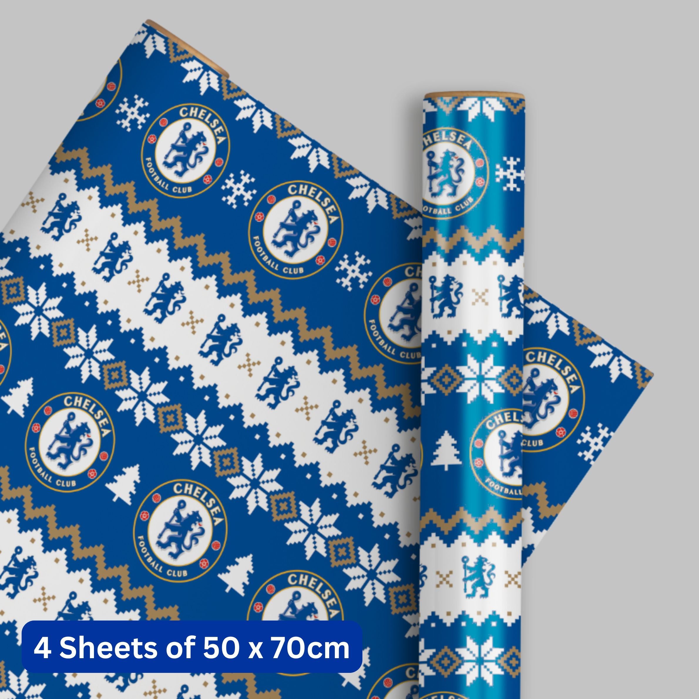 Chelsea FC Christmas 4 Sheets & 4 Tags Gift Wrap Bundle – Danilo Promotions