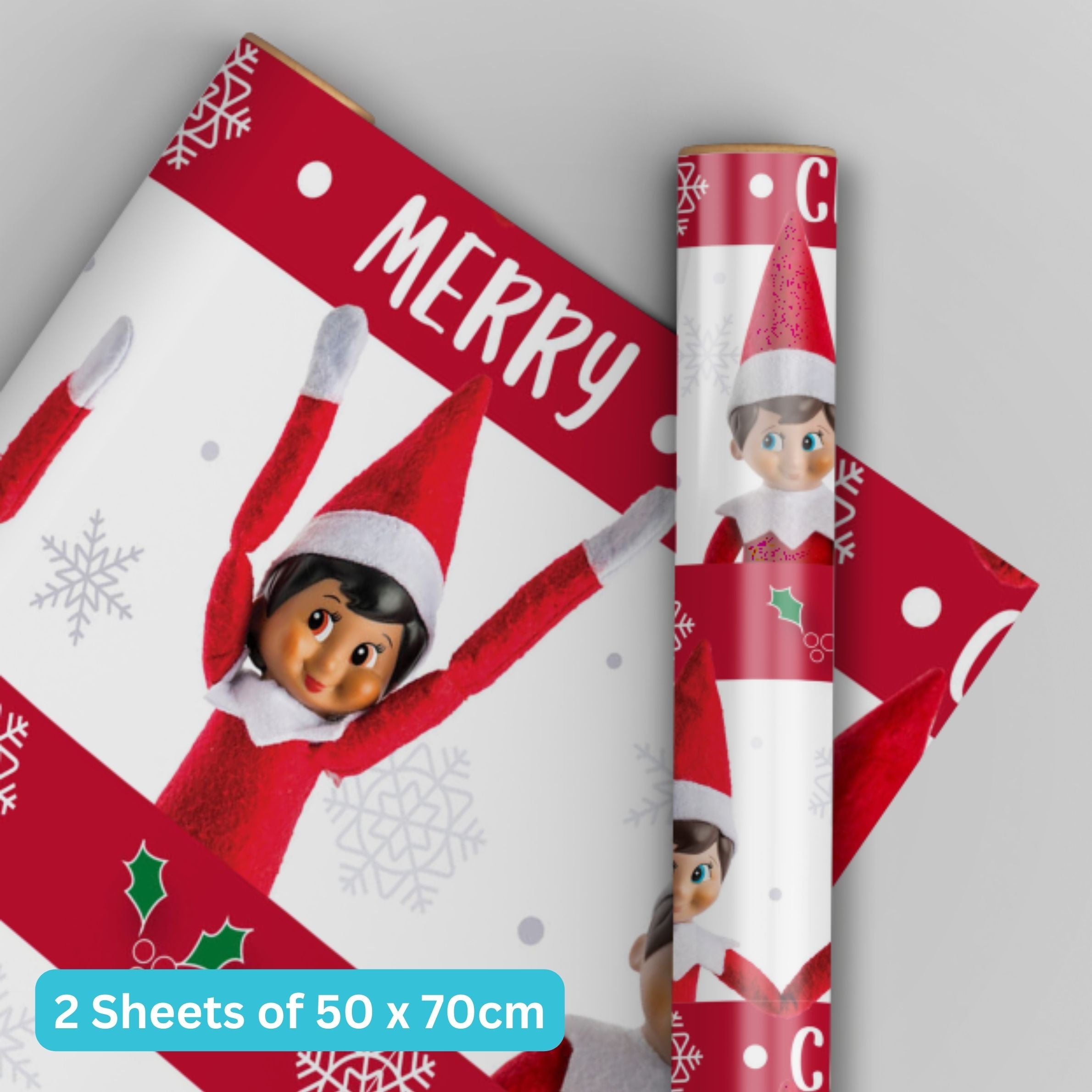 Elf on the Shelf Christmas 2 Sheets & 2 Tags Wrapping Paper – Danilo ...