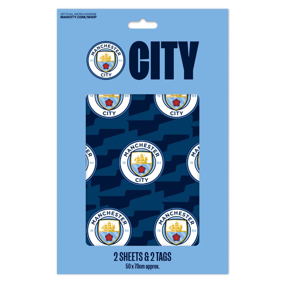 Manchester City FC 2 Sheets & 2 Tags Gift Wrap – Danilo Promotions