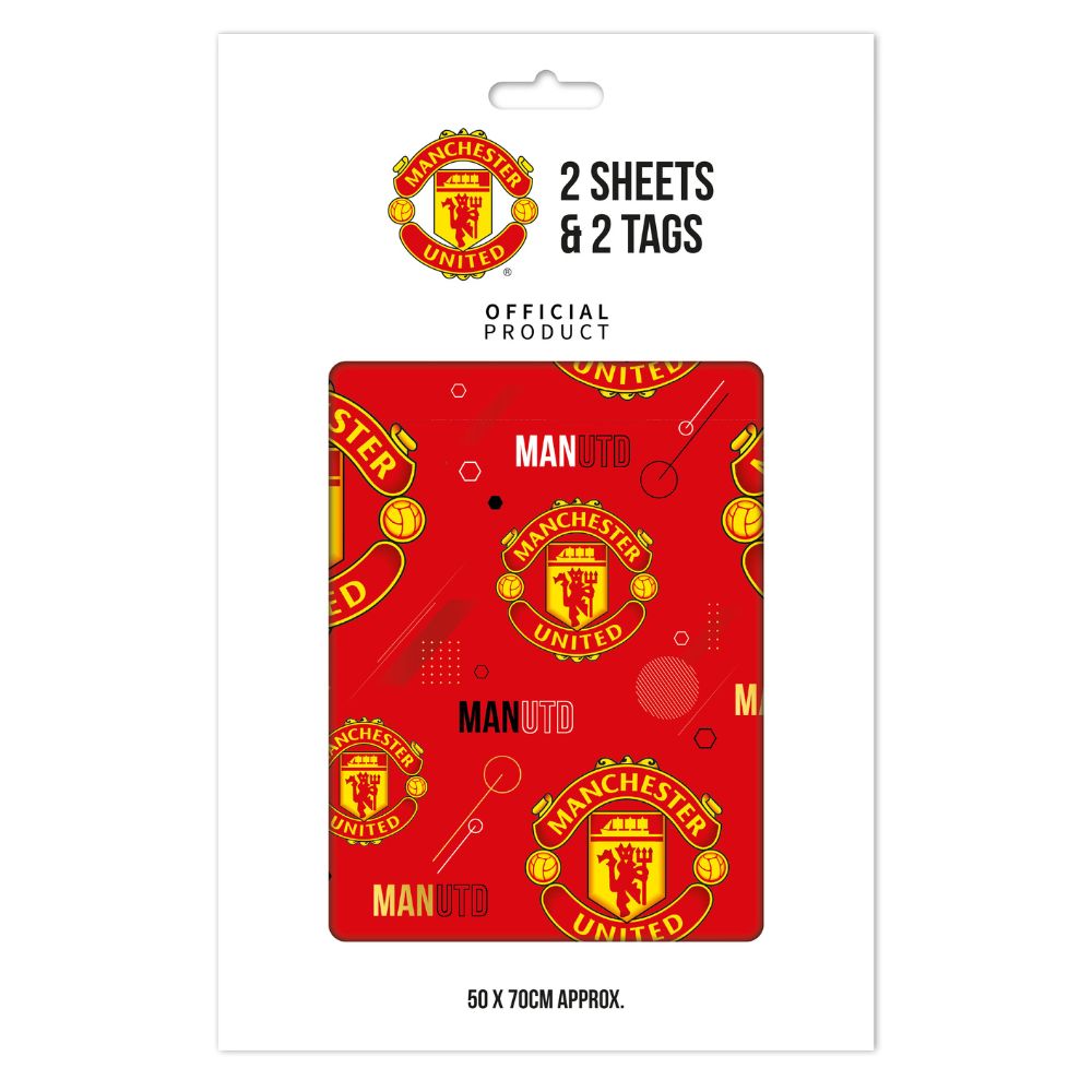 Manchester United FC 2 Sheets & 2 Tags Gift Wrap – Danilo Promotions