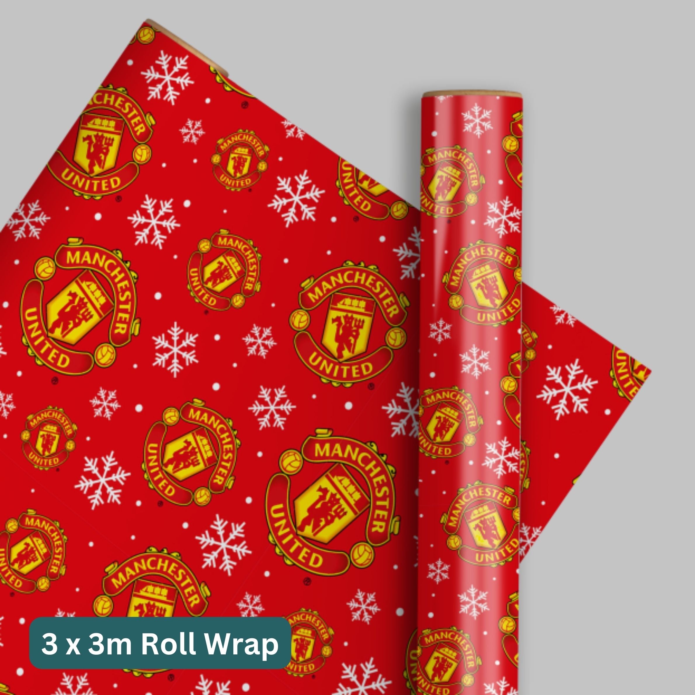 Manchester United FC Christmas 3m Roll Wrapping Paper - 3 Pack Bundle ...