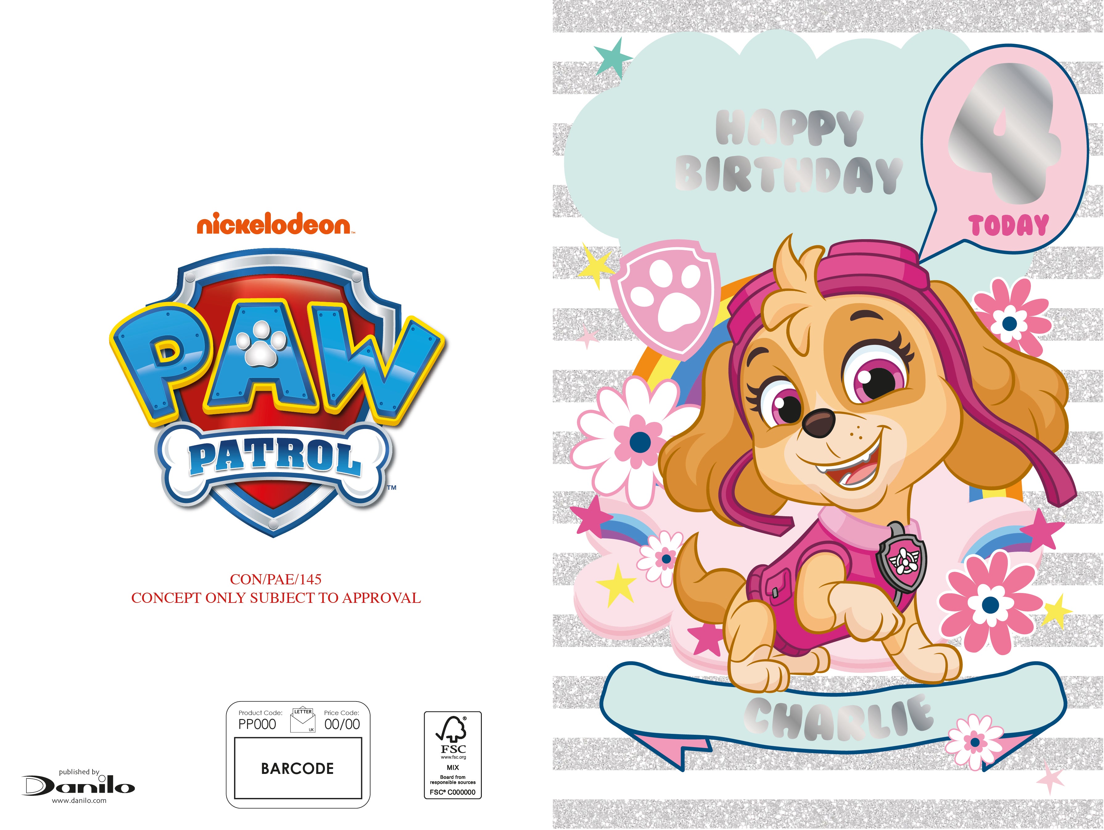 Paw Patrol Skye Birthday Card Personalise with Included Sticker Sheet ...