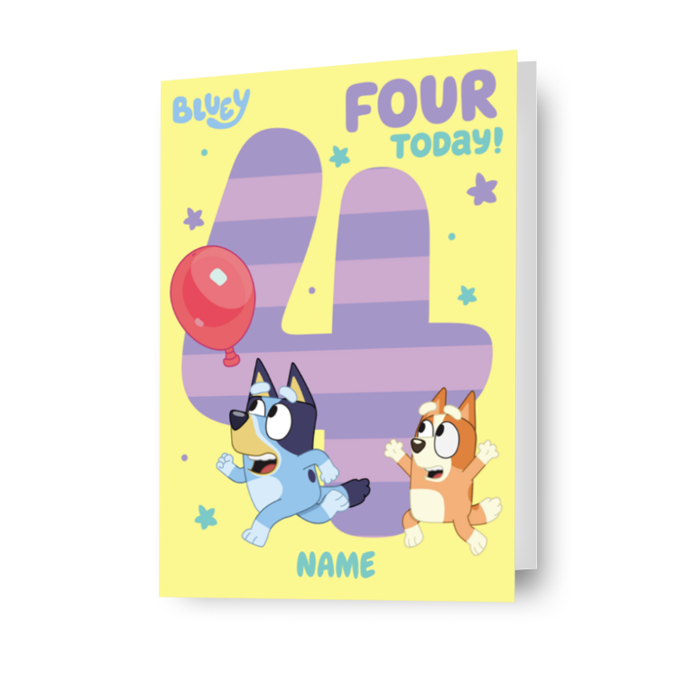 Bluey Personalised Age 4 Birthday Card – Danilo Promotions