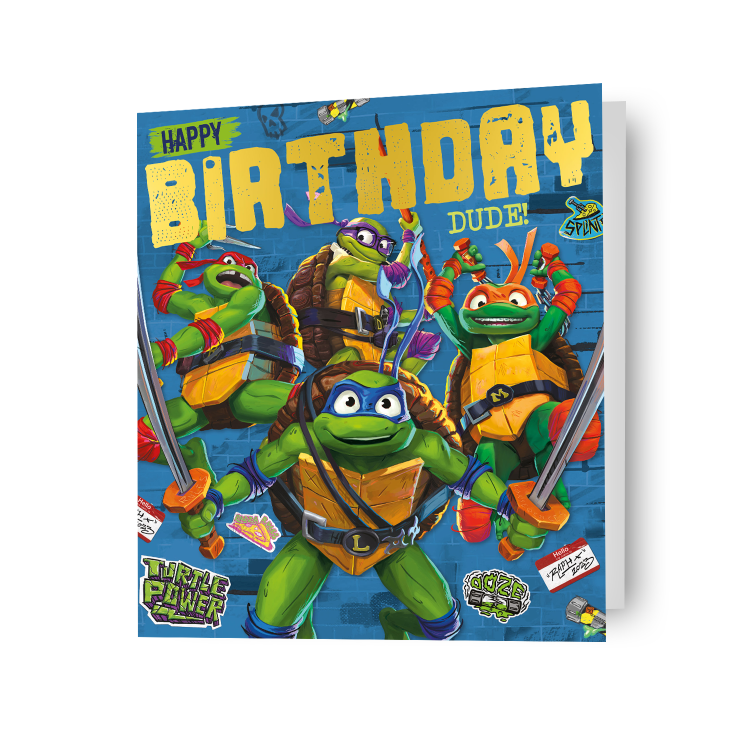 Old School Ninja Turtle Happy Birthday Card