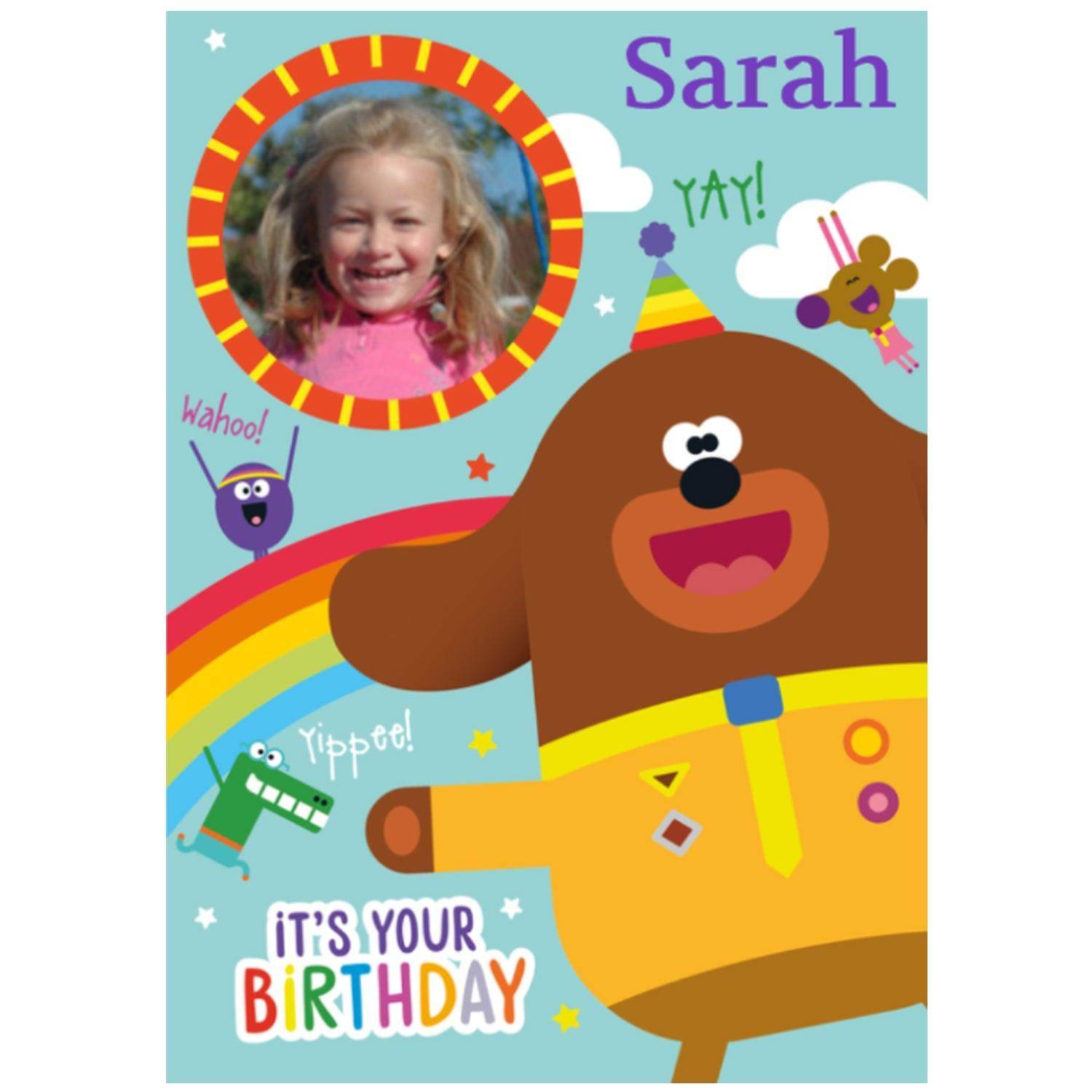 Giant Personalised Hey Duggee Rainbow Happy Birthday Card- Any Age & N ...