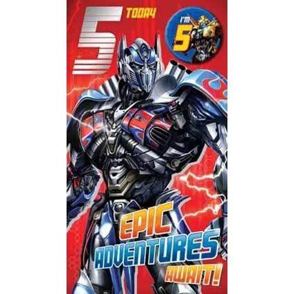 Transformers Age 5 Birthday Card with Badge – Danilo Promotions